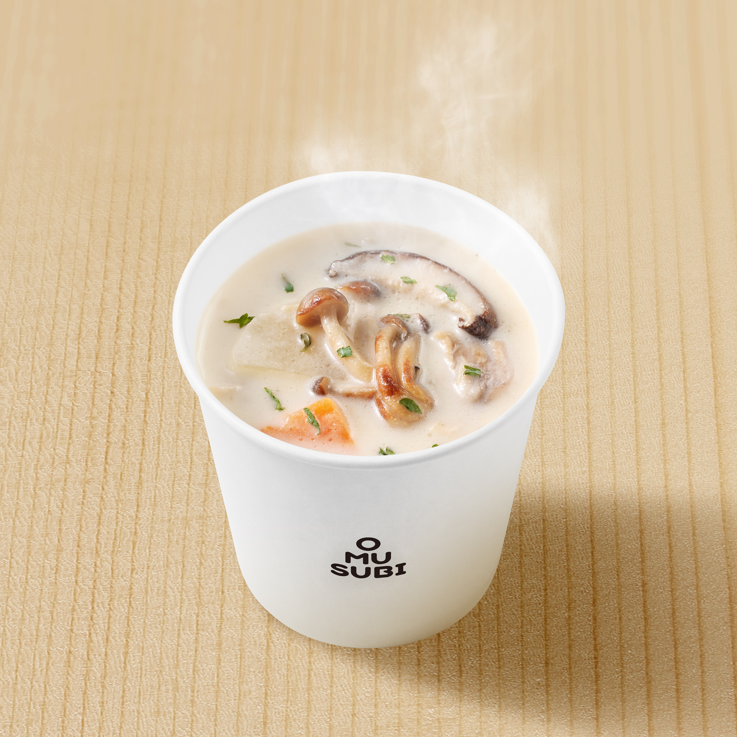 Japanese-style Three Types of Mushrooms Cream Soup - OMUSUBI